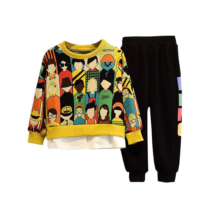 Children’s Casual Cartoon Two-Piece Suit – Blackara